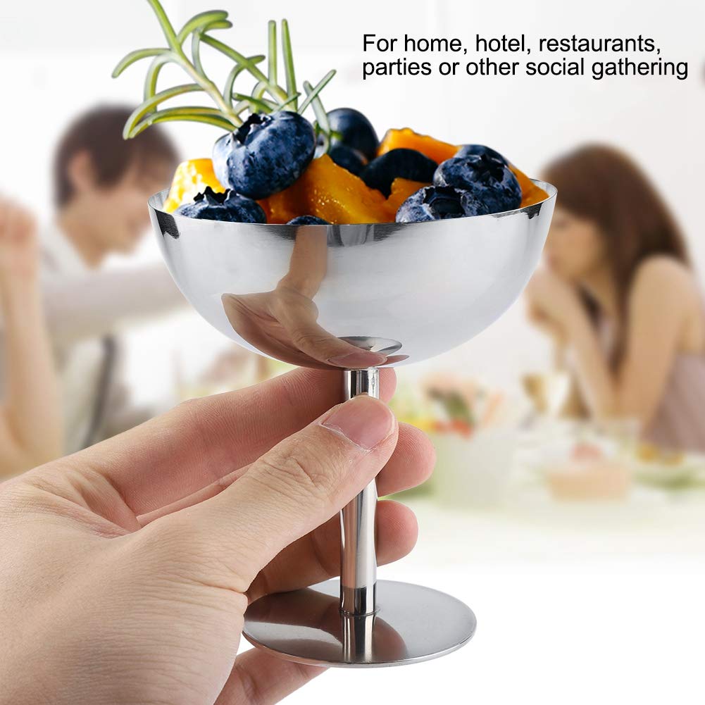 LIZEALUCKY Stainless Steel Ice Cream Goblet Cups Serving Dessert Dish Bowls for Salad Fruit Cereal Pudding for Home Hotel Restaurants Parties(Tall)