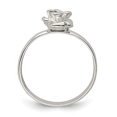 IceCarats 925 Sterling Silver 8mm Rose Flower Ring Size 7