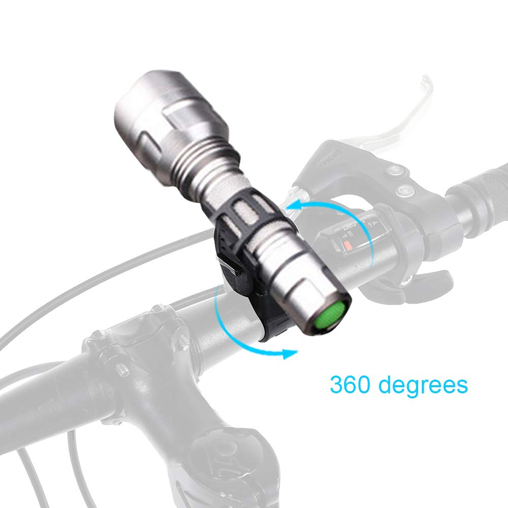 Junluck Universal Bicycle Headlight Holder, Adjustable 360 Degree Rotation Bicycle Flashlight Mount Clip Bracket for Road Bike Cycling Part, Suitable for 28-40mm Diameter Flashlight