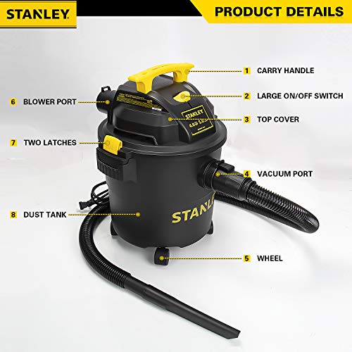 Stanley SL18115P Wet/Dry Vacuum, 5 Gallon, 4 Horsepower, 4.0 HP AC, Black