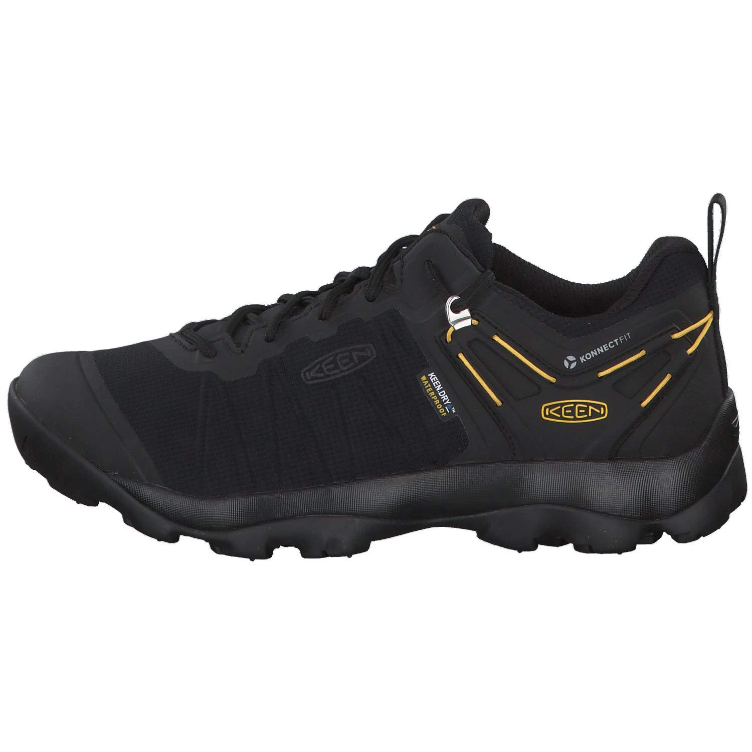 KEEN Men's Venture WP Hiking Boot, Black Yellow, 12