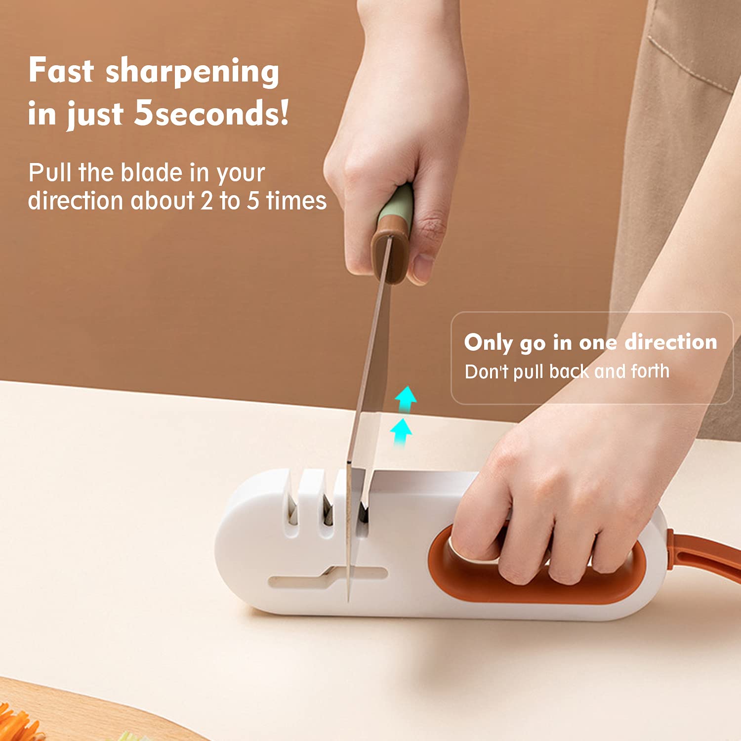 Kuafoo Premium Kitchen Knife Sharpener, Heavy Duty 4-Stage Design,Professional Kitchen Knife Accessories, Easily Restores,Repair,Polish and Sharpen Dull to Sharp (White)