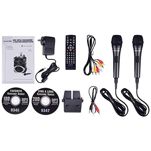Karaoke USA GF842 DVD/CDG/MP3G Karaoke Machine with 7" TFT Color Screen, Record, Bluetooth and LED Sync Lights