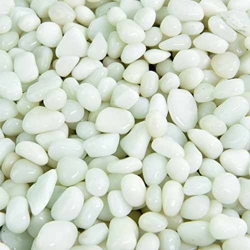 Snow White - Fire Glass Dots for Indoor and Outdoor Fire Pits or Fireplaces | 10 Pounds | 3/8 Inch