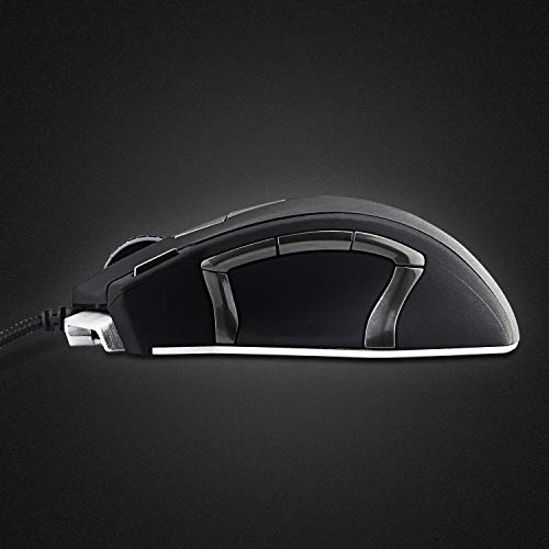 HUO JI Z-7900 Wired Gaming Mouse, 13 Programmable Buttons (8+5 Side Buttons), RGB Backlit, Marco, 10000 DPI Adjustable, Comfortable Grip Ergonomic Optical Gaming Mice with Tunable Weights, Black