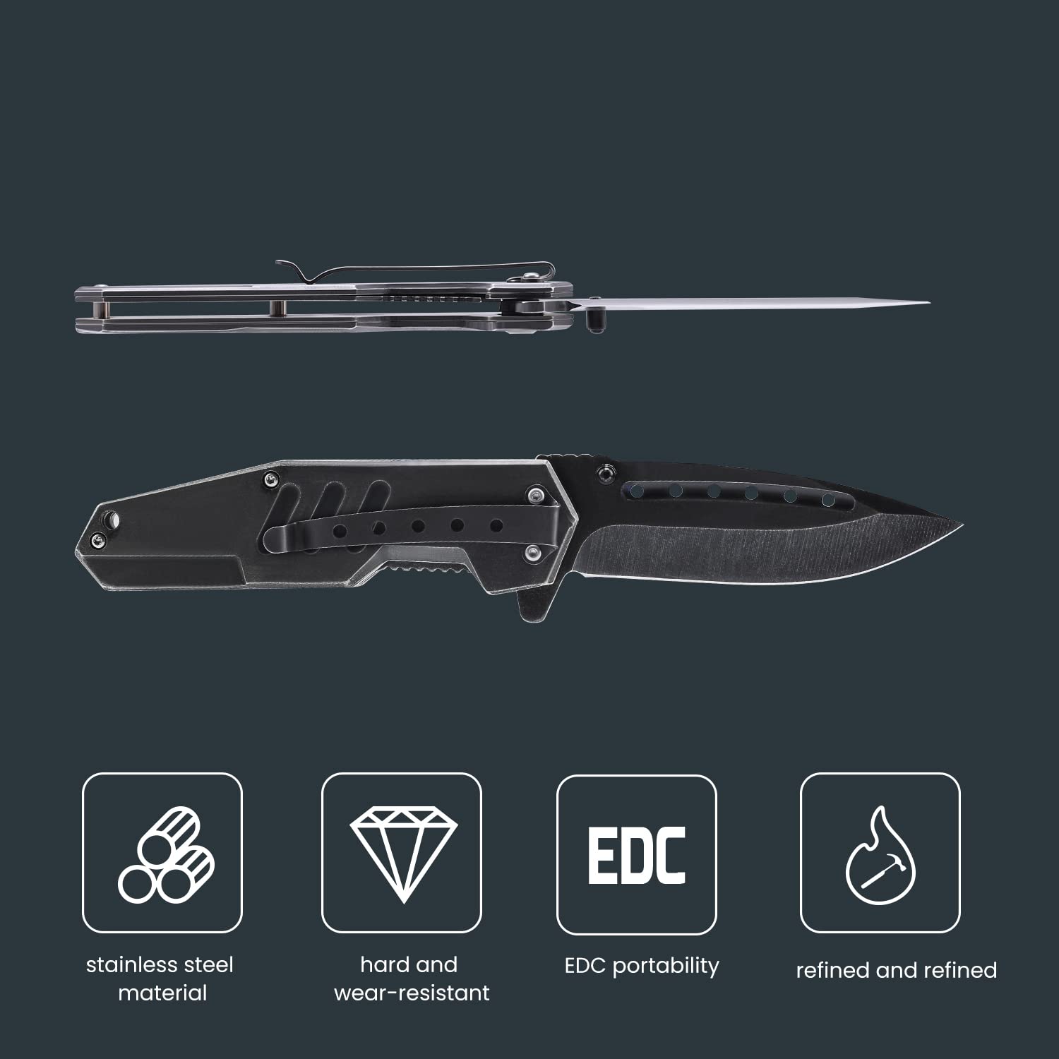 Lichamp Tactical Folding Pocket Knife for Men, 6-Pack Flip Knife Spring Assisted Opening, Sharp Pocket Knife with Clip for Camping, Hunting, Hiking, Indoor and Outdoor Activities
