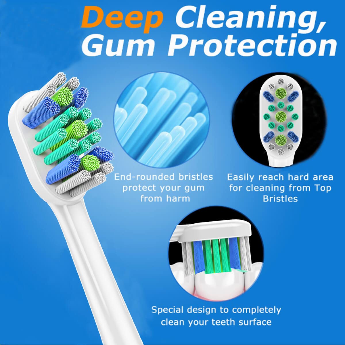 Replacement Toothbrush Heads Compatible with Philips Sonicare Replacement Heads, 4 Pack, Electric Brush Head for Sonic Care DiamondClean HX3x/6x/9x with Hygienic Cap