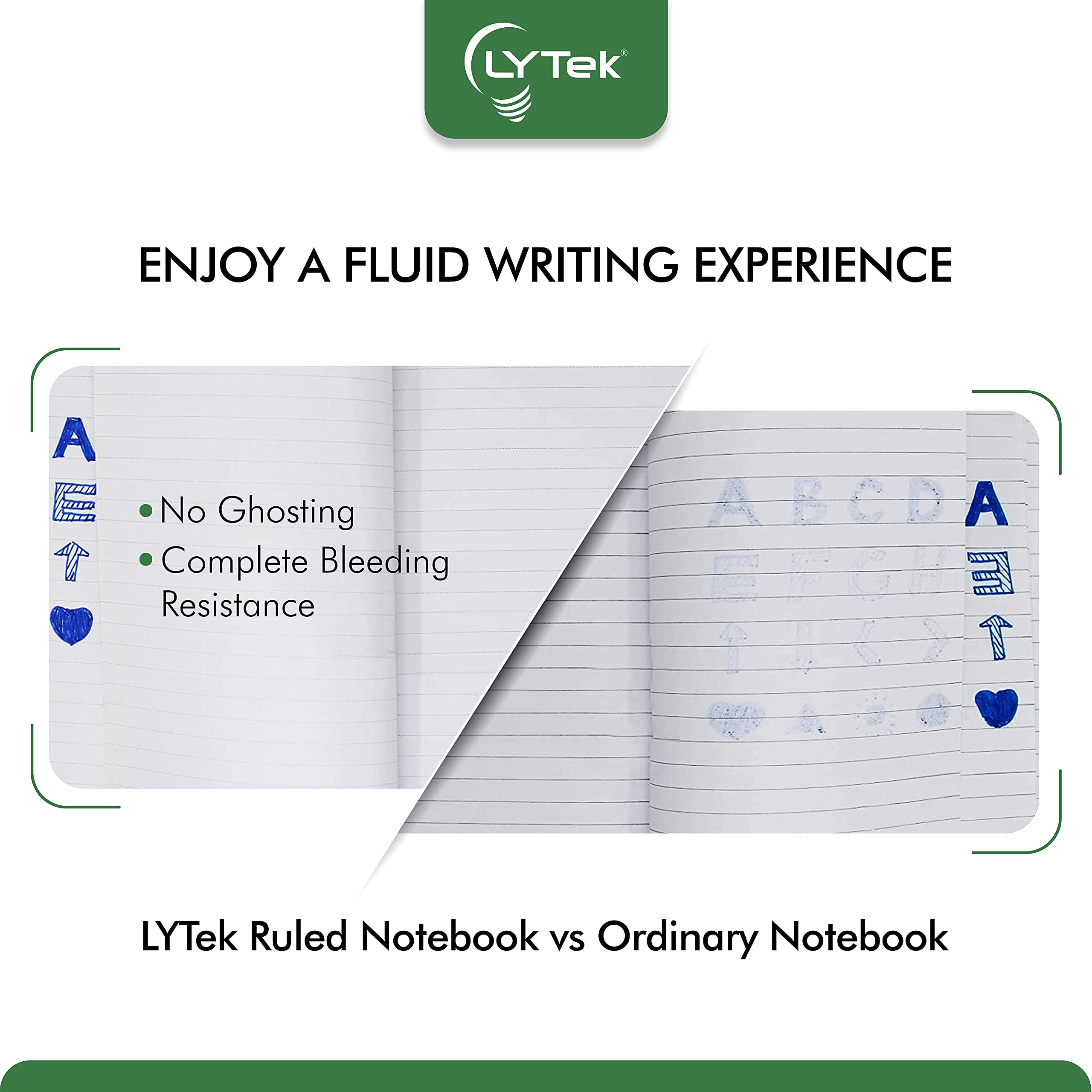 LYTek Notebook Journals,Lined Hardcover Notebooks For School,Work and Home.120Gsm Paper,Ghosting and Bleeding Resistance. (Black&Red)