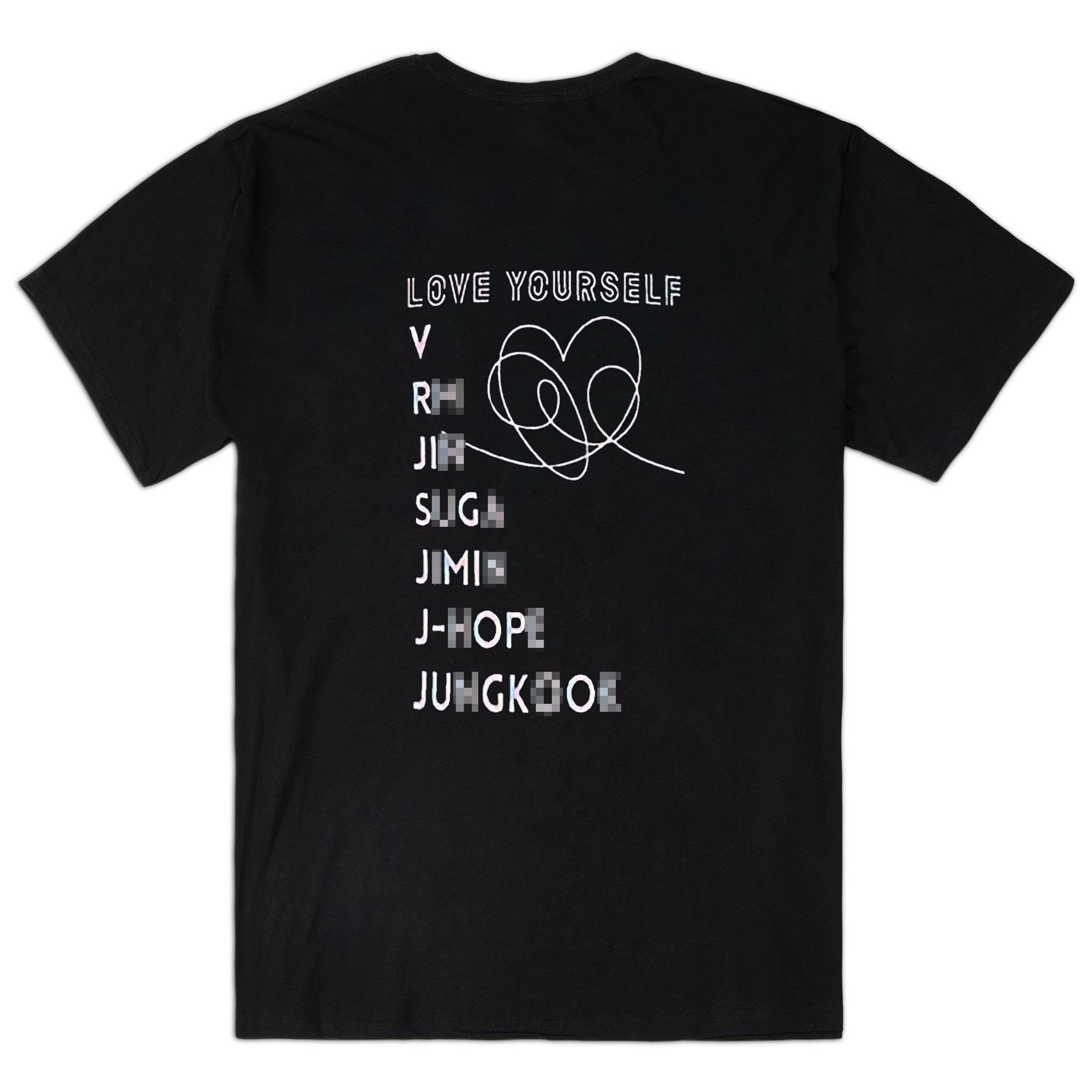 Love Yourself Shirt Suga Jungkook Jimin V Rap Jin Jhope Shirt (Black,2XL)