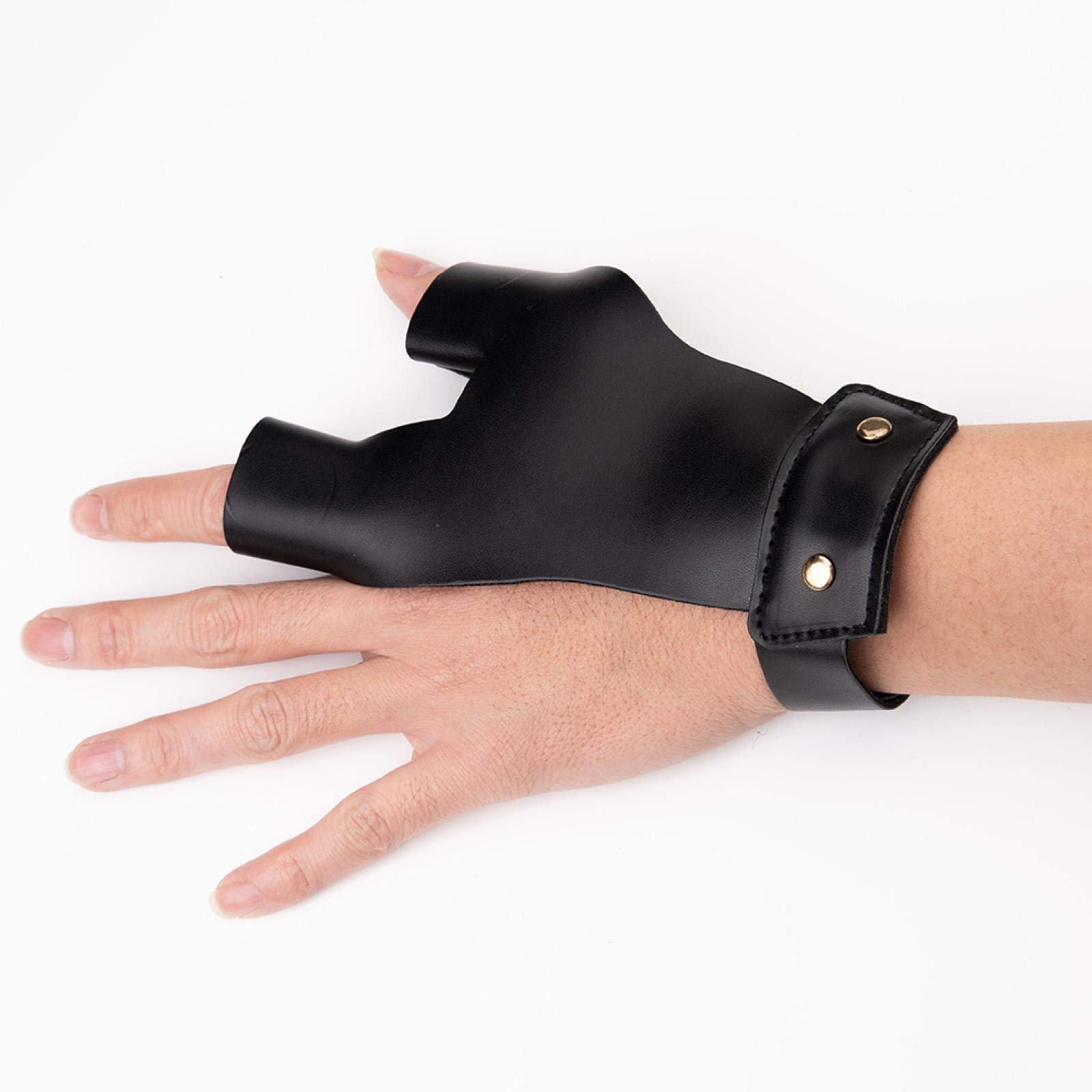 LOKHEIRA ARCHERY Arrow Gloves 2 Finger Protective Guard Leather for Left Hand Hunting Recurve Traditional Longbow Protective Gear(Black)