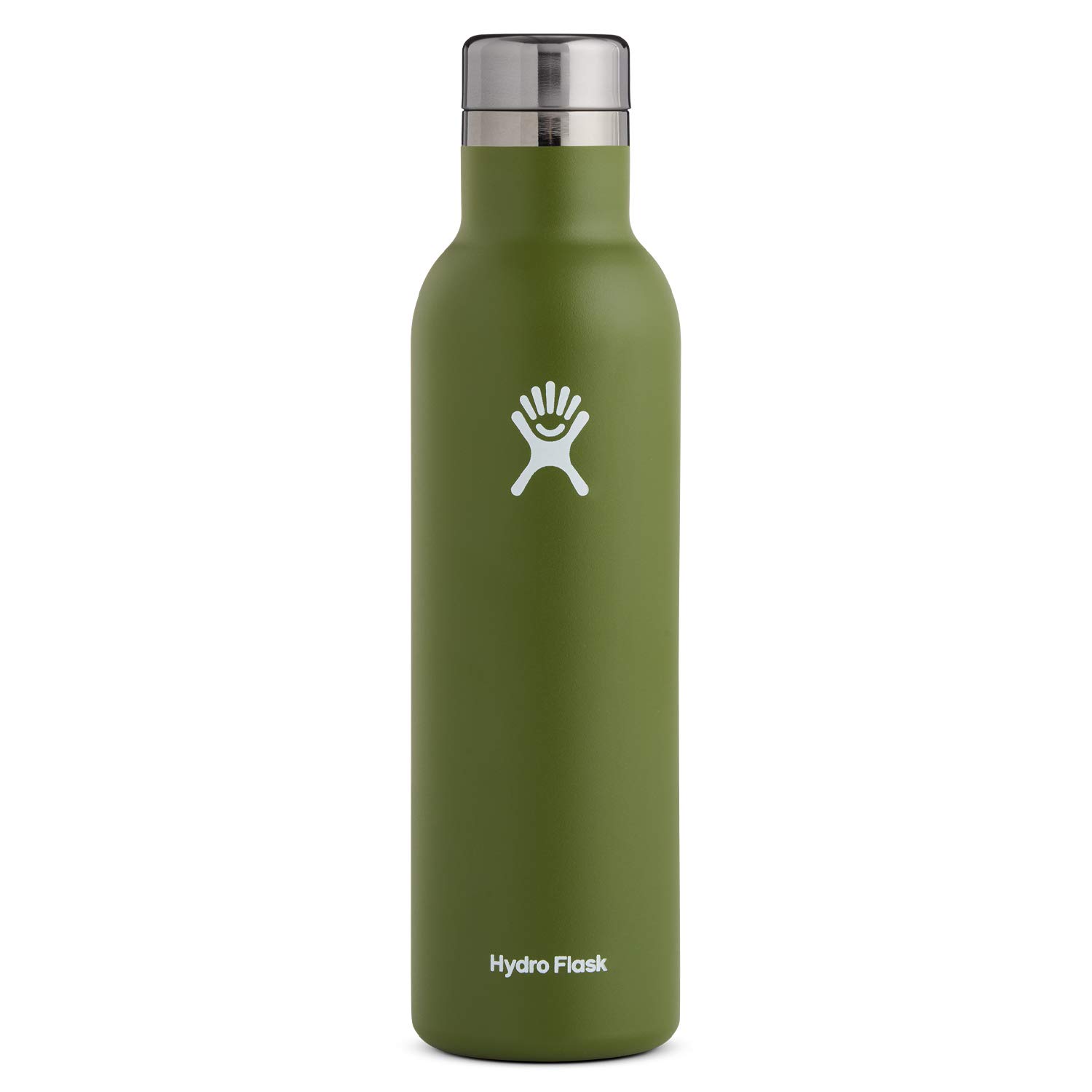 Hydro Flask 25 oz Wine Bottle - Stainless Steel & Vacuum Insulated - Leak Proof Cap - Olive