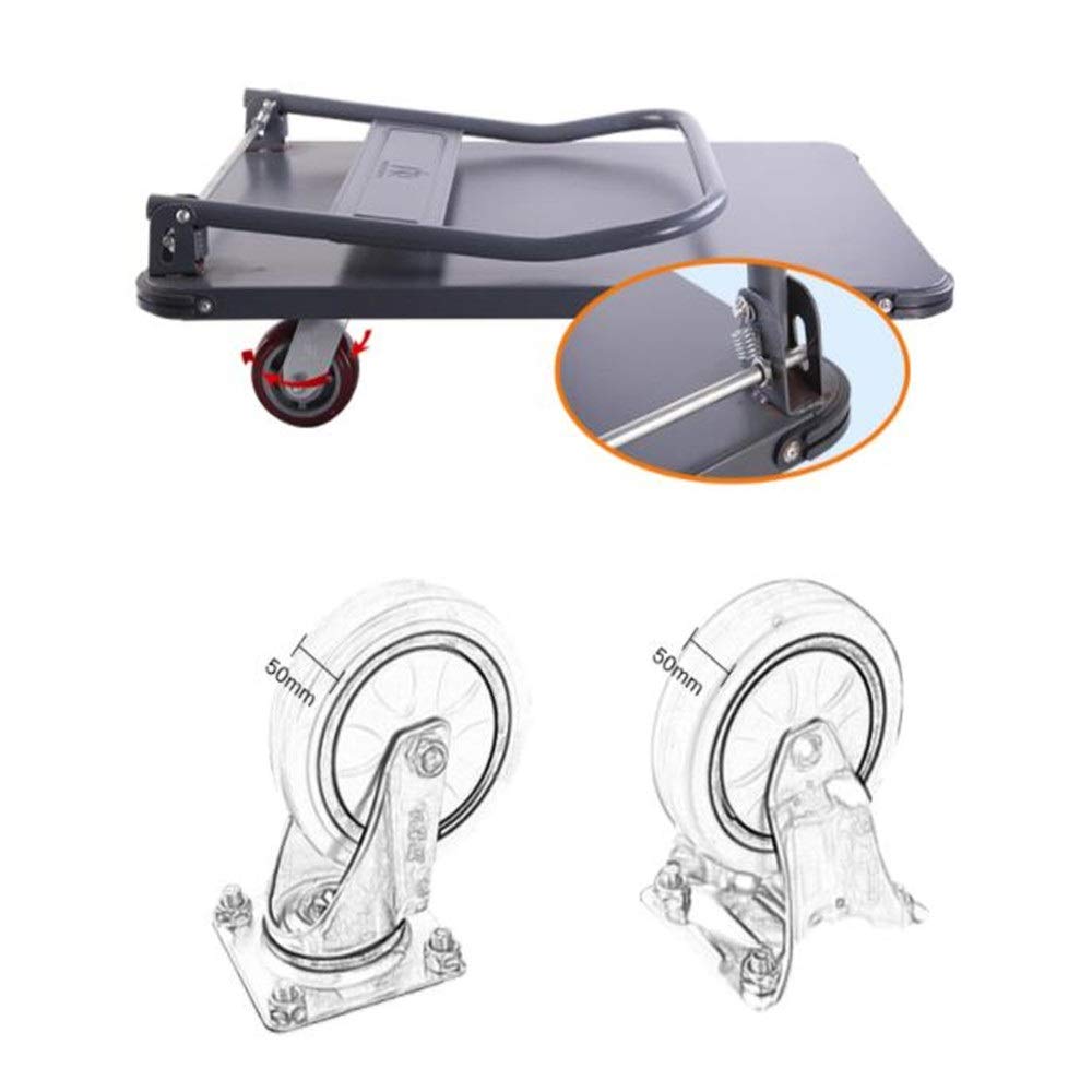 Portable Folding Handcart Flatbed Trolley Truck Trailer Small Trailer Heavy Duty Pure Steel Plate 6090 Weight About 500Kg Large Black Multi Function Folding Handcart