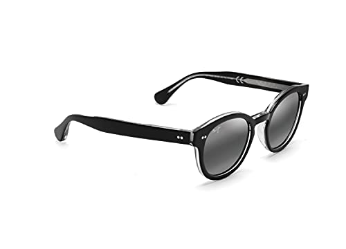 Maui Jim Men's and Women's Joy Ride Polarized Classic Sunglasses, Black with Crystal/Neutral Grey, Medium