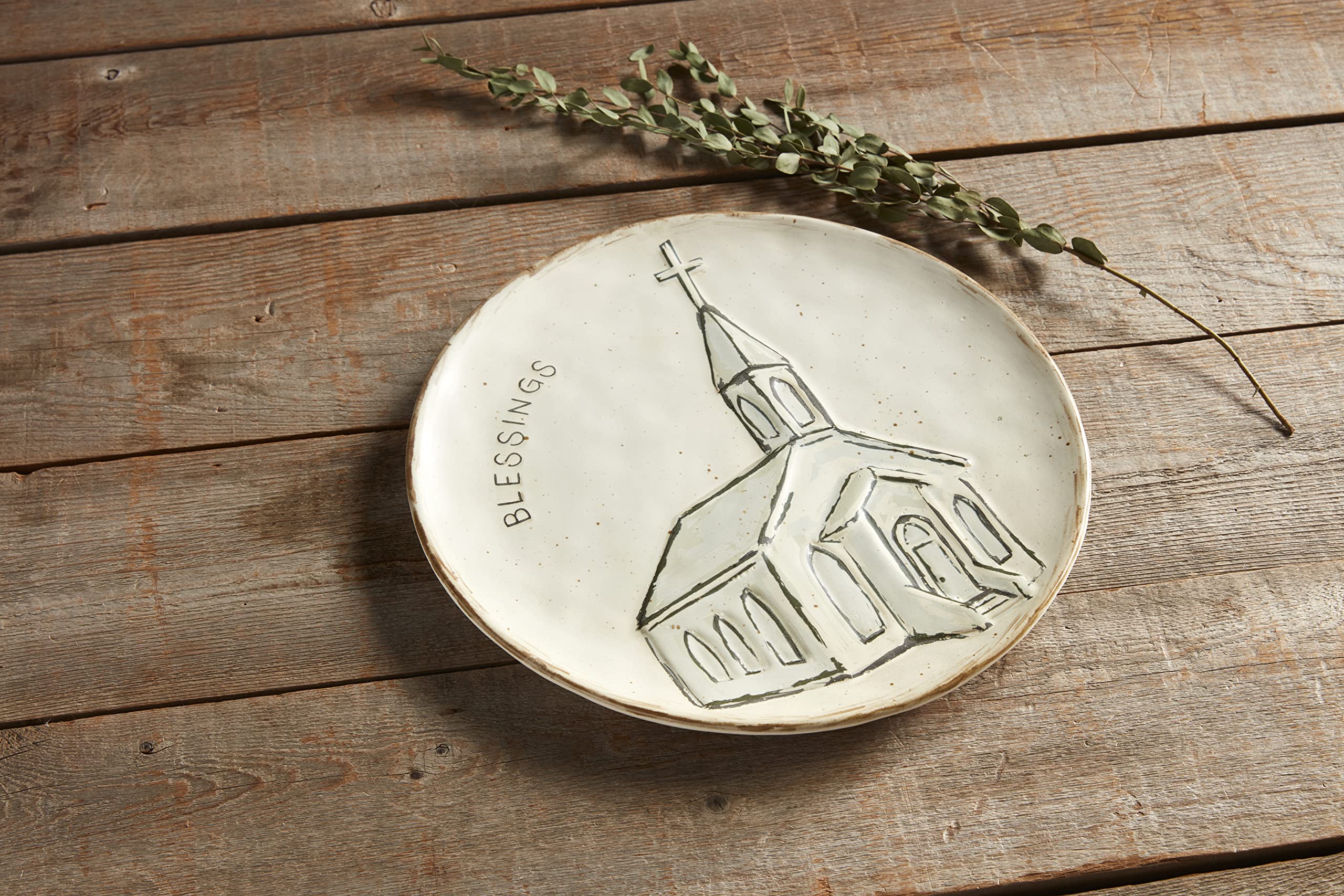 Mud Pie Church Blessing Platter, 12 1/2" Dia, White