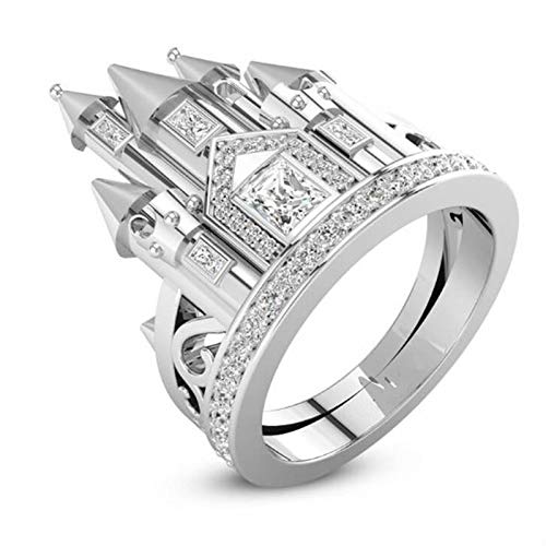 KOEDLN Luxury Castle Ring with Crystal Gorgeous Architecture Building Ring for Women Girs Boys Gifts-10