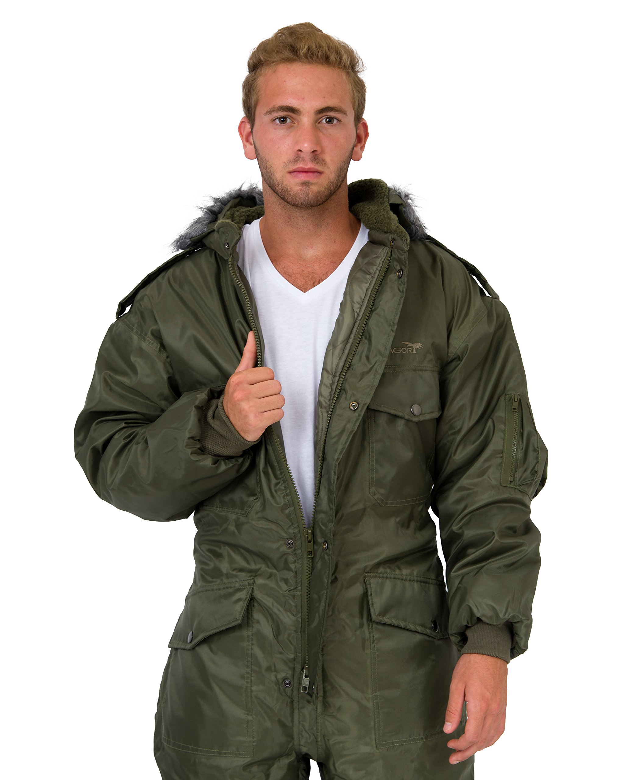 IDF Snowsuit Winter Clothing Snow Ski Suit Coverall Insulated Suit (3XL, Green)