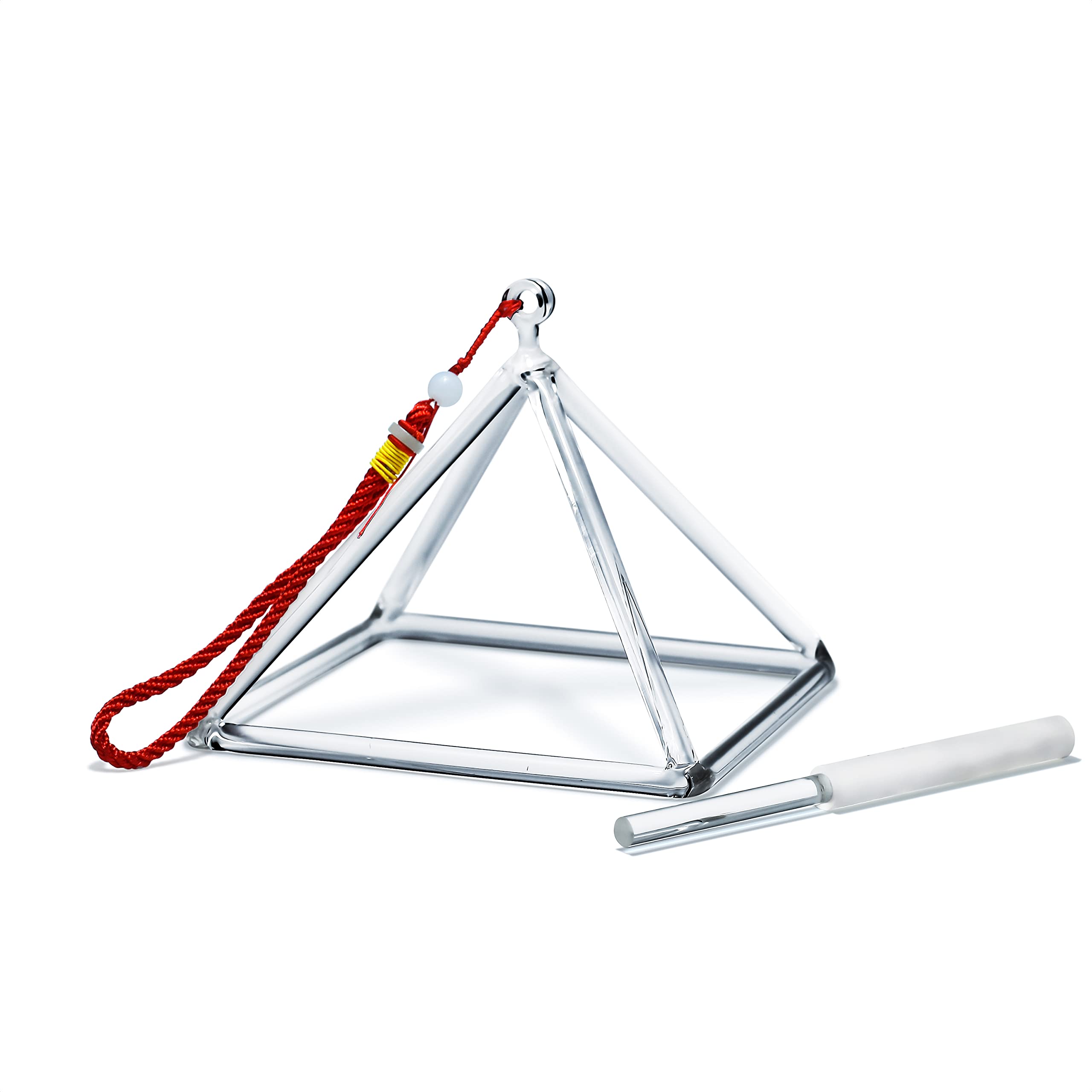 Joysense Quartz Crystal Singing Pyramid Clear 6 inch With Crystal Singing Bowl Striker and Carrying Case