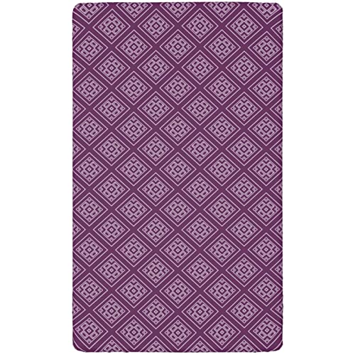 Retro Themed Fitted Mini Crib Sheets,Portable Mini Crib Sheets Soft & Stretchy Fitted Crib Sheet-Crib Mattress Sheet or Toddler Bed Sheet,24β x38β,Purple and Lilac