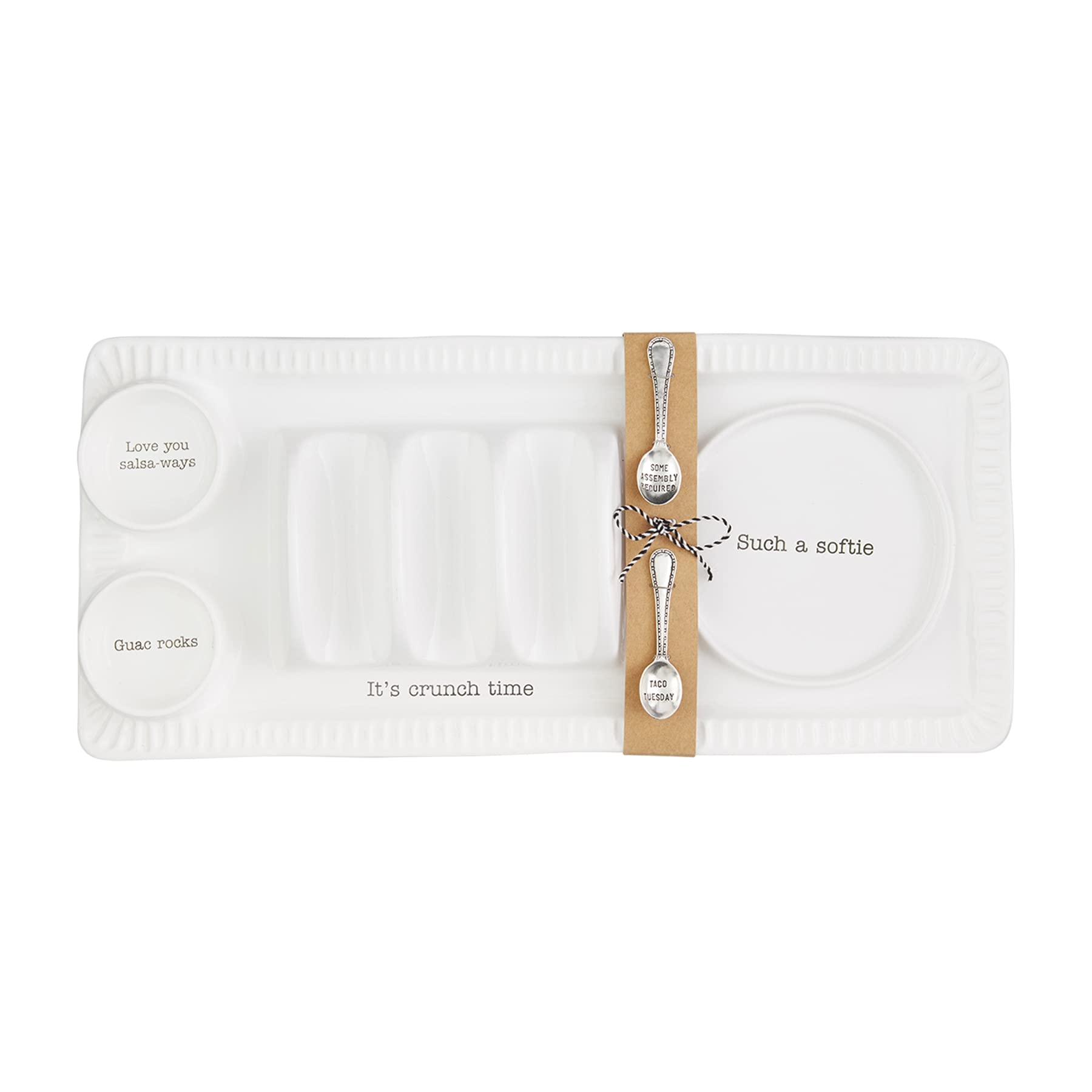 Mud Pie Circa Taco Party Plate Set, White, 9" x 20"