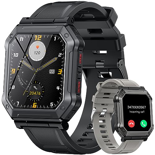 Smart Watch for Men Fitness Tracker: (Make/Answer Call) Bluetooth Military Smartwatch for Android Phones iPhone Waterproof Outdoor Digital Sport Run Tactical Watches Step Counter Heart Rate Monitor