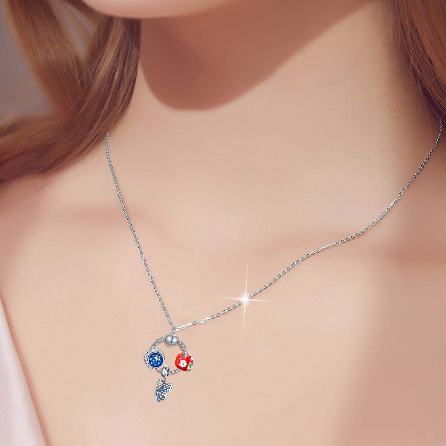LONAGO 925 Sterling Silver O Pendant for Charm Necklace Charm Jewelry Gift for Women