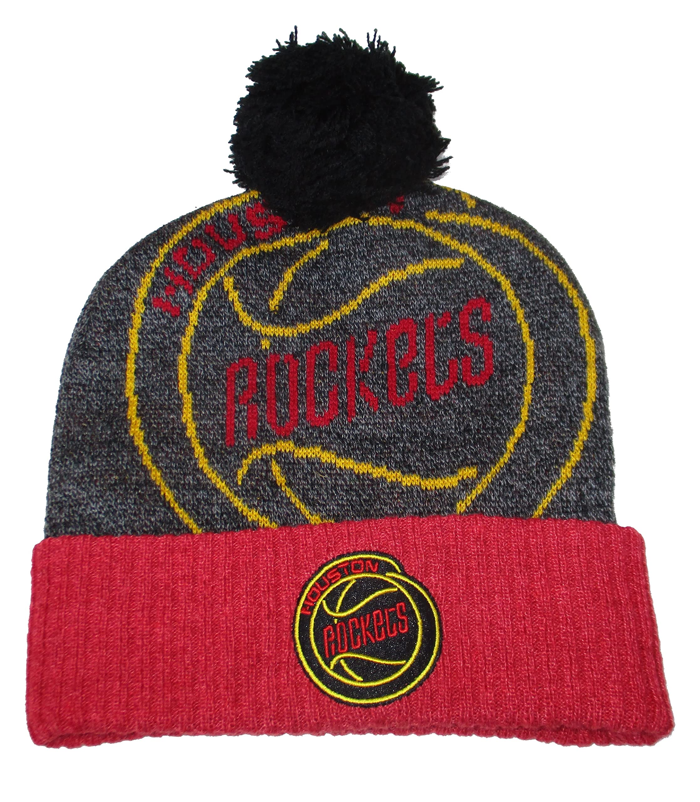 Mitchell & Ness Houston Rockets Youth Hype Logo Cuff Knit Beanie Hat Cap (Charcoal, Youth)