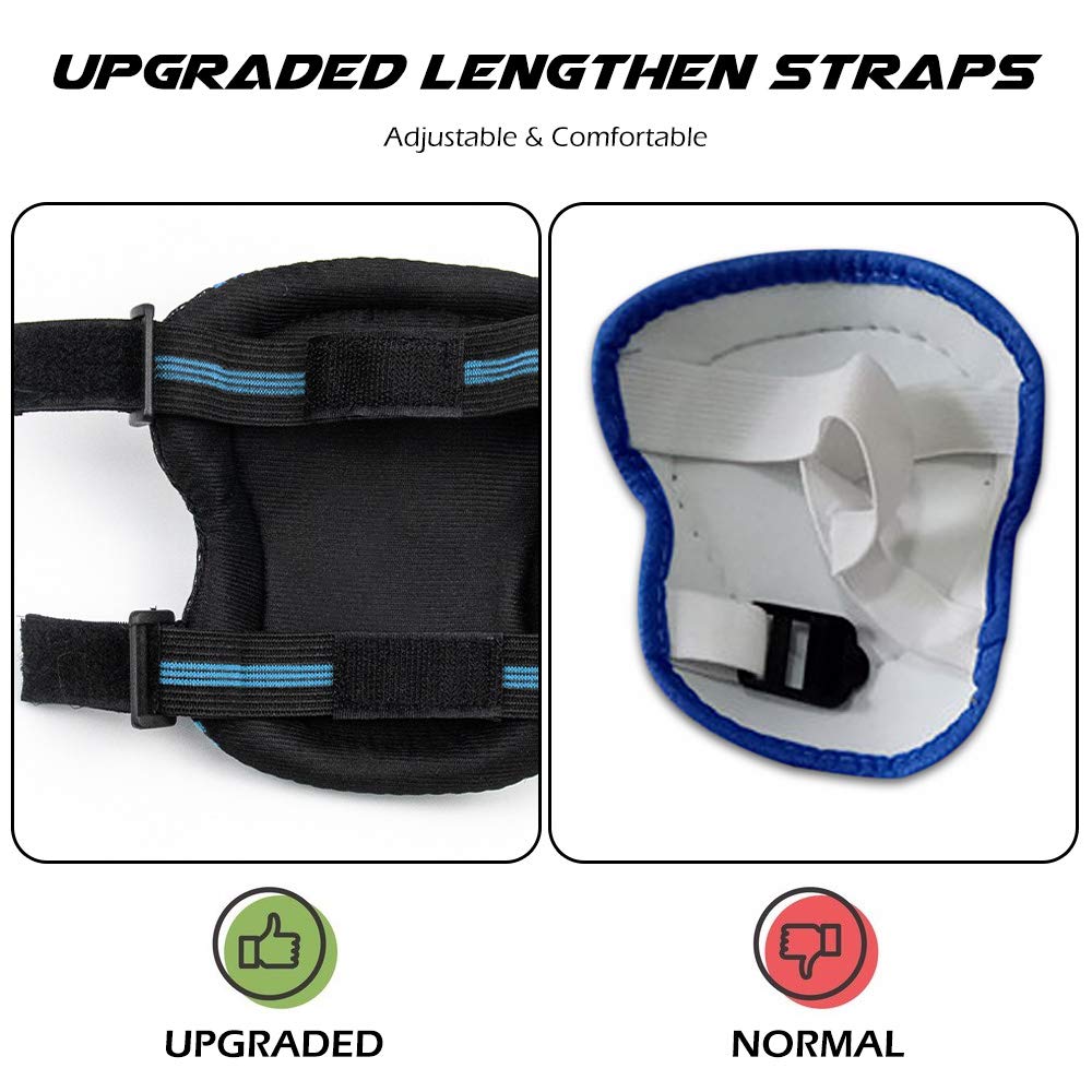 Labeol 6 Pack Kids & Adults Skateboard Ice Roller Skating Protective Gear Elbow Pads Wrist Guard Cycling Riding Knee Protector Set (Black and Blue, Medium)