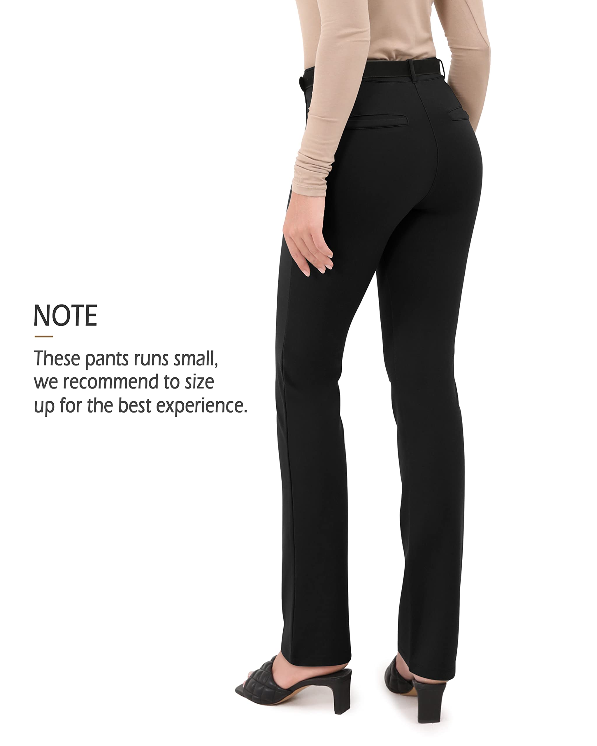 ODODOS Women's Straight Leg Thick Classic Dress Pants Office Slacks Business Casual Work Pants-29 Inseam, Black, Small