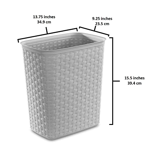 Sterilite 10386A06 Weave 5.8 Gallon Plastic Home Office Bedroom Bathroom Waste Bin Basket Trash Garbage Can, Cement Gray (18 Pack)