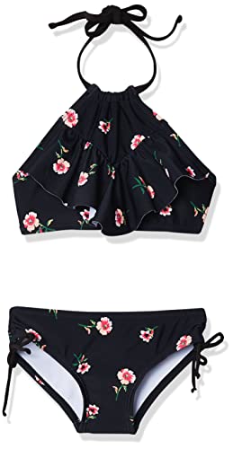 Kanu Surf Girls Ruffle Halter Bikini 2-Piece Swimsuit, Pink, 2T, Morgan Black Floral, 12