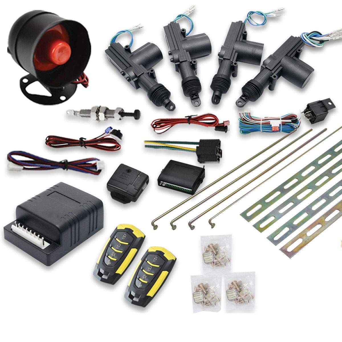 MACHSWON Car Remote Central Locking Kit, 4 Door Keyless Entry System + Universal Shock Sensor Anti-Theft Alarm Immobilizer System for All Cars