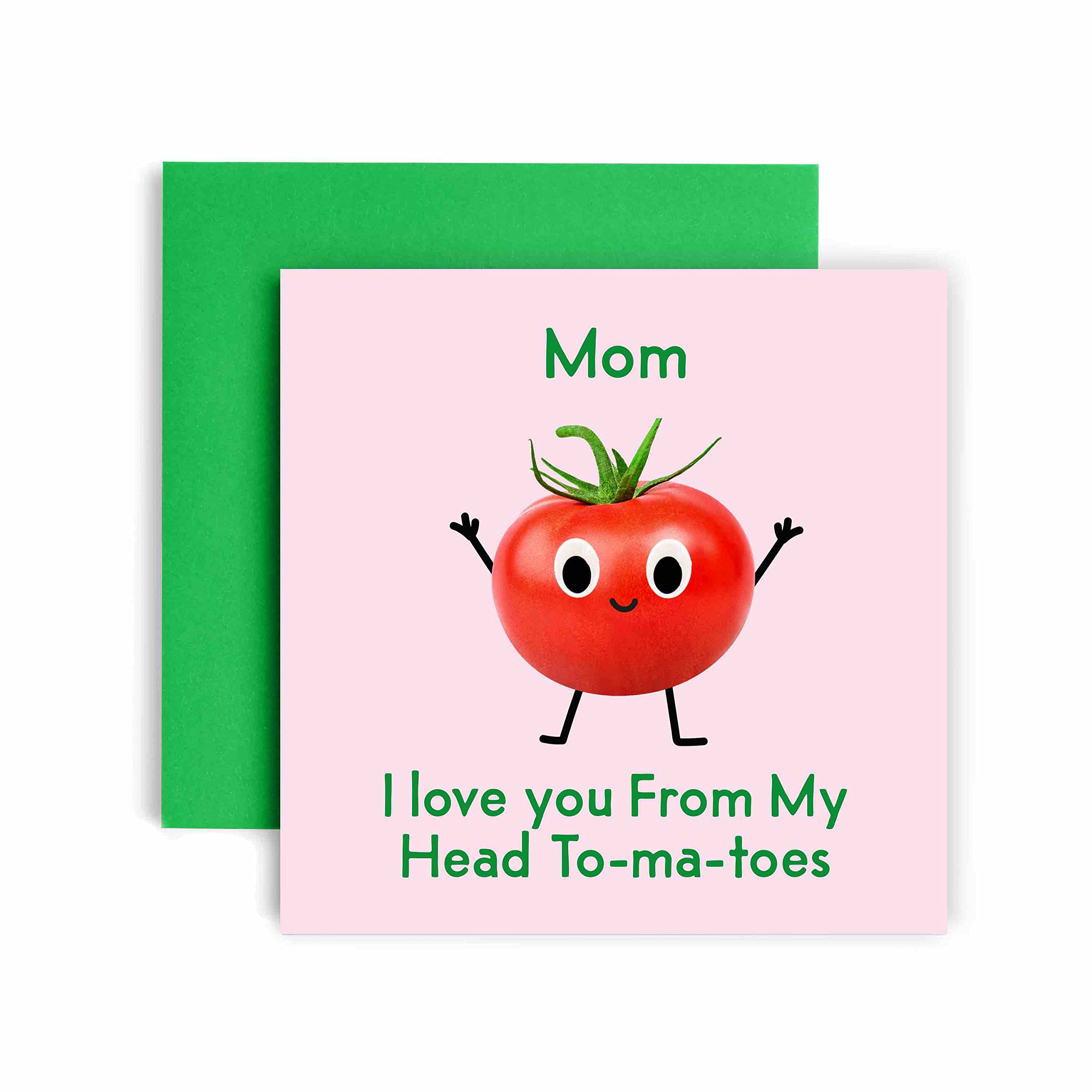 Huxters Birthday Cards for Women - I Love You Mom Birthday Card for her - Funny Mother's Day Card for Mom Fun Tomato Happy Birthday - 14.8cm (Mom)