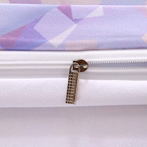KINBEDY Duvet Cover Set Twin Size for Kids Girls Women with Colorful Geometric Fish Scale Pattern Mermaid Soft Microfiber Lightweight Bedding Sets