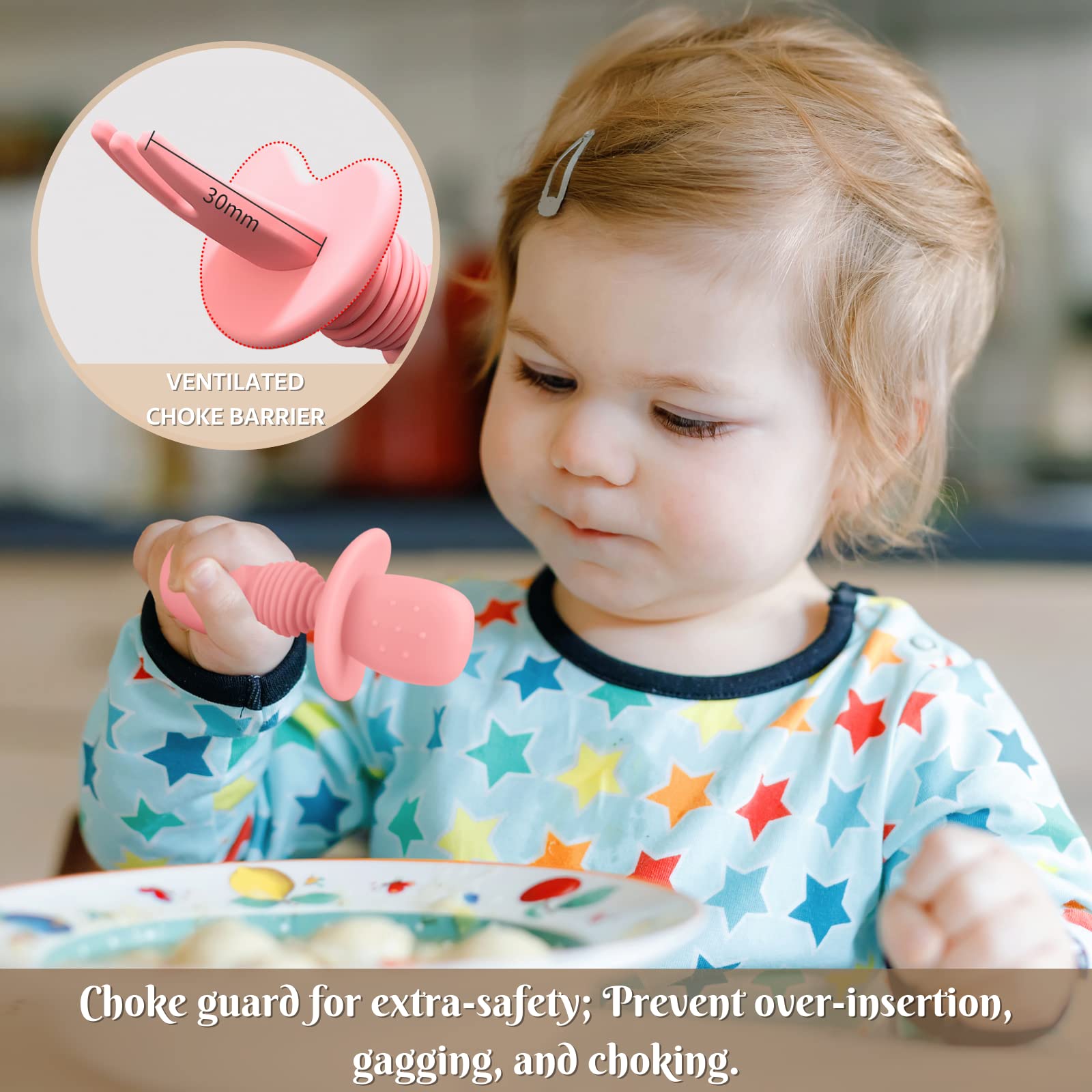 Silicone Baby Led Weaning Spoons and Forks, First Stage Toddler Utensils for Baby Led Weaning, Self Feeding