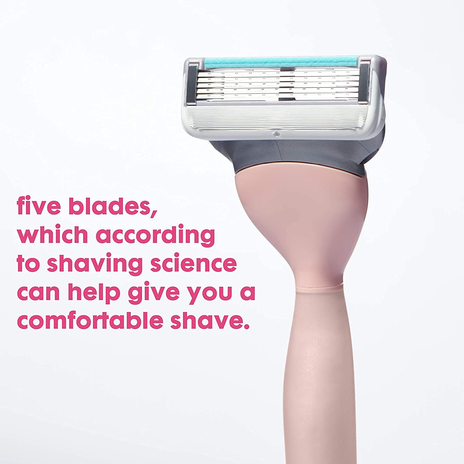joy Razors for Women, 1 Handle, 4 Razor Blade Refills, Pink, Lubrastrip to Help Avoid Skin Irritation