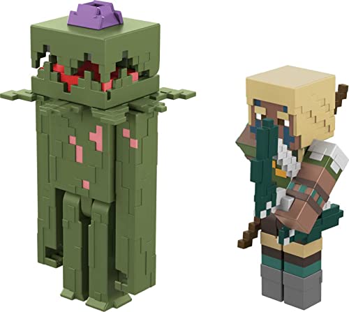 Mattel Minecraft Craft-a-Block 2-Pk, Action Figures & Toys to Create, Explore and Survive, Authentic Pixelated Designs, Collectible Gifts for Kids Age 6 Years and Older