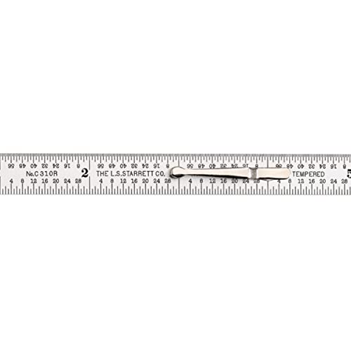 Starrett Full Flexible Steel Rule with Satin Chrome Finish, Quick Reading, and Inch Graduation - 6" Length, 10 Graduation Type, 1/64" Thickness - C310K-6