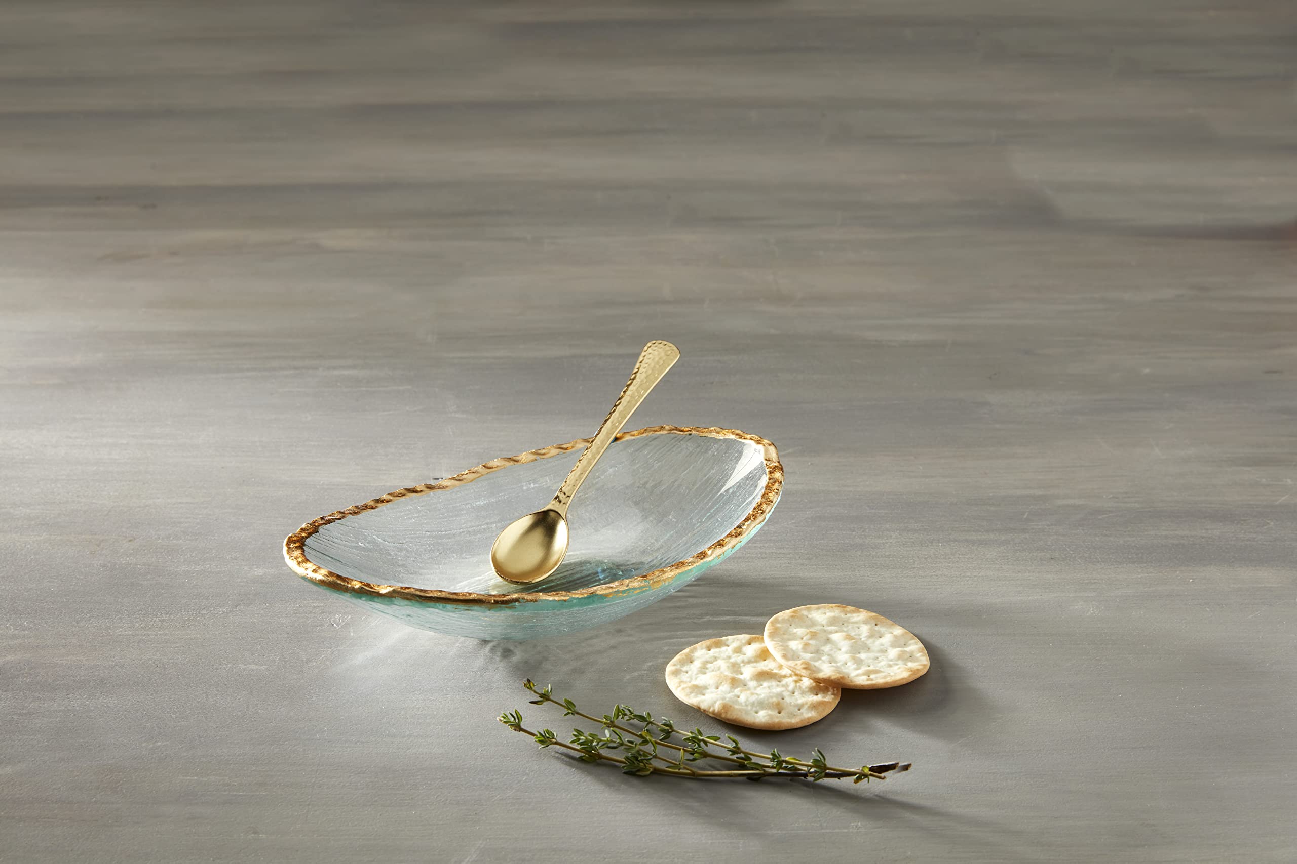 Mud Pie Gold Glass Dip Bowl Set, 7.5" x 1.75"