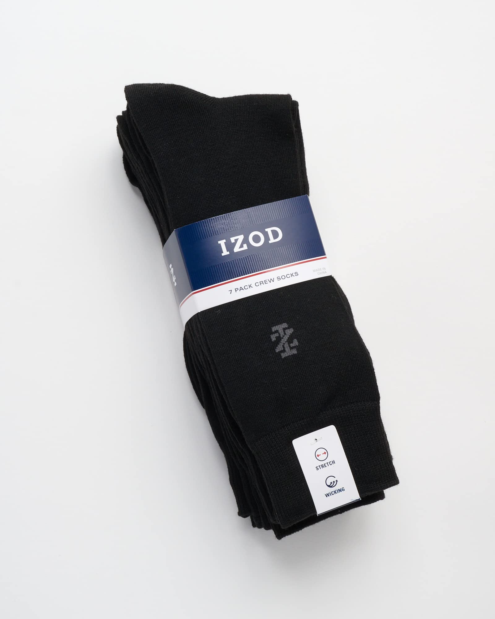 IZOD Men's Dress Socks - Lightweight Mid-Calf Crew Dress Socks (7 Pack), Size 6-12.5, Black