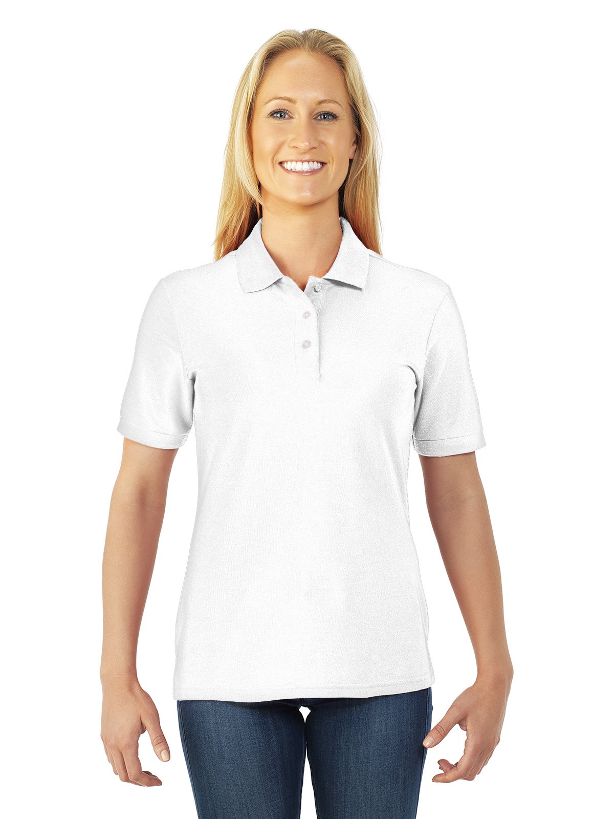 Jerzees womens 5.3 oz. 65/35 Easy-Care Polo(537WR)-WHITE-L