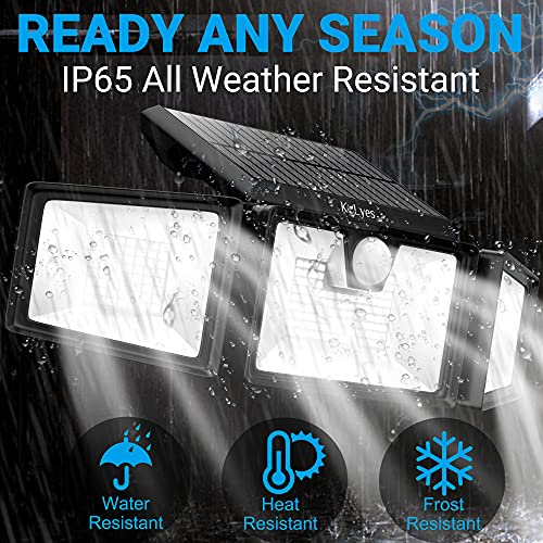 KOLYES Solar Lights Outdoor - 2 Pack, 214 LED 2200LM Ultra Bright Wireless Solar Motion Sensor Lights Outdoor with 3 Modes, Adjustable & Wide Lighting Area, IP65 Waterproof Durable LED Flood Lights