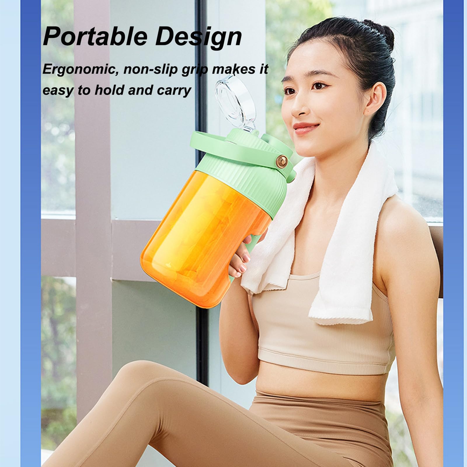 Yulyoie Juicer Cup-Yulyoie Multifunctional Portable Juicer Cup with Digital Display, Portable Juice Cup Blender USB Rechargeable, Carry It with You & 60 S Squeeze Juice Quickly (Green)