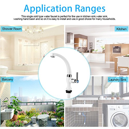 Plastic Tap,Bathroom Kitchen Sink Faucet ABS Plastic Single Handle Bar Faucet Cold Water Faucet Water Tap for Kitchen Sink Bathroom Basin Bathtub Mop Pool G1/2(Straight Handle)