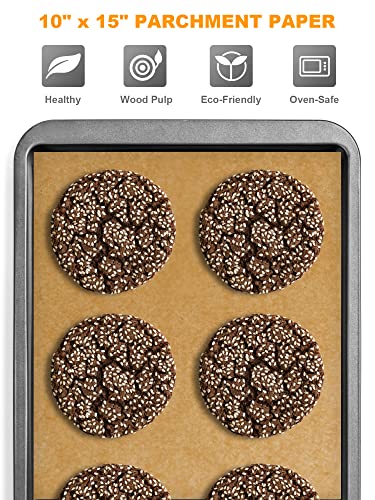 SMARTAKE 200 Pcs 12x16" Parchment Paper Baking Sheets Bundle with 200 Pcs 10 x 15" Parchment Paper Baking Sheets, for Baking Grilling Air Fryer Steaming Bread Cup Cake Cookie and More (Unbleached)