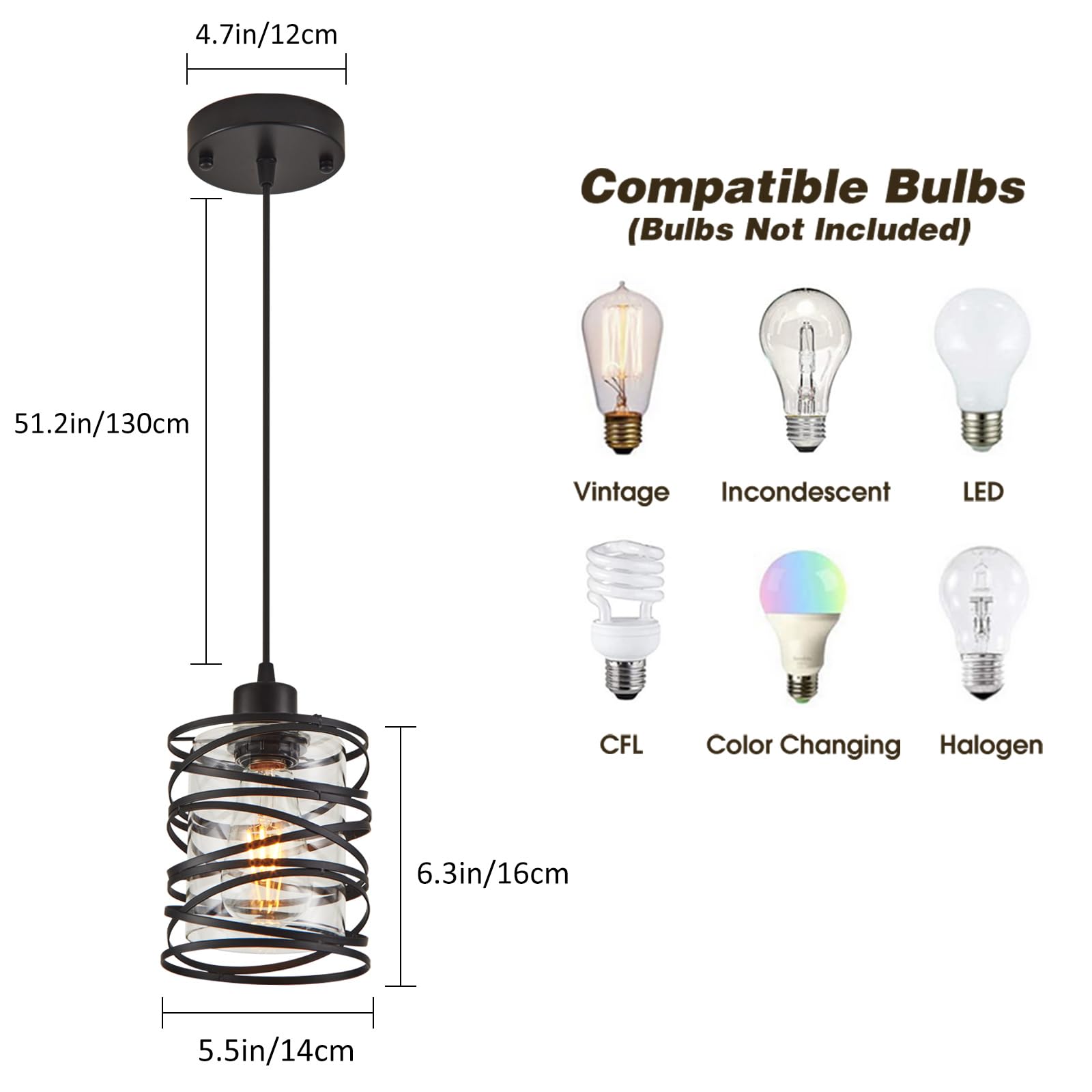 Industrial Pendant Lighting, Black Pendant Light Fixtures Ceiling Light, Adjustable Hanging Light Fixtures, Modern Clear Glass Shade Pendant Lighting, For Kitchen Island, Dining Room, Corridor
