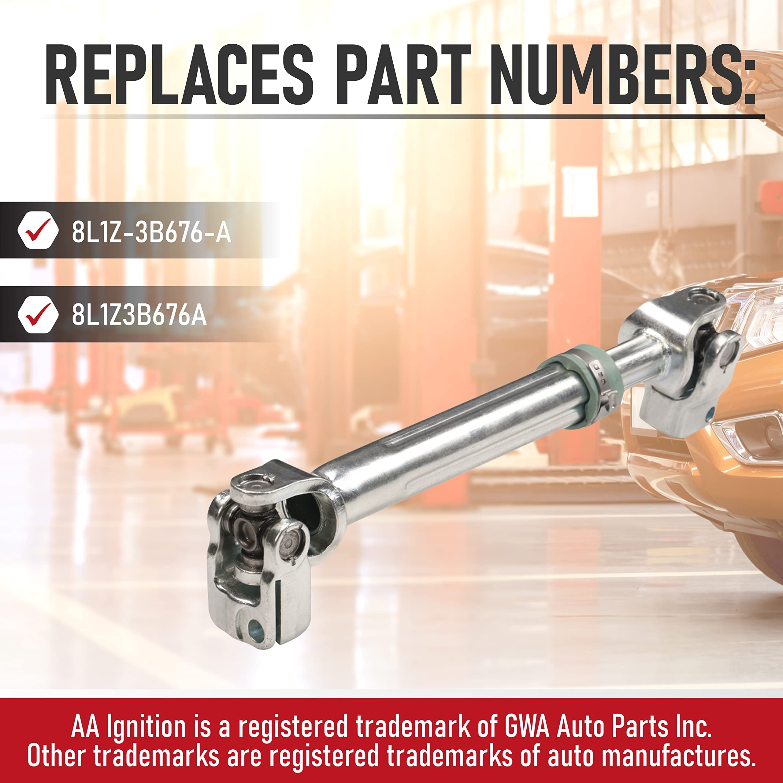 Intermediate Steering Shaft with U Joint Coupler - Replaces 8L1Z-3B676-A - Compatible with Lincoln Navigator and 2009-2014 Ford F150 and 2007-2014 Expedition