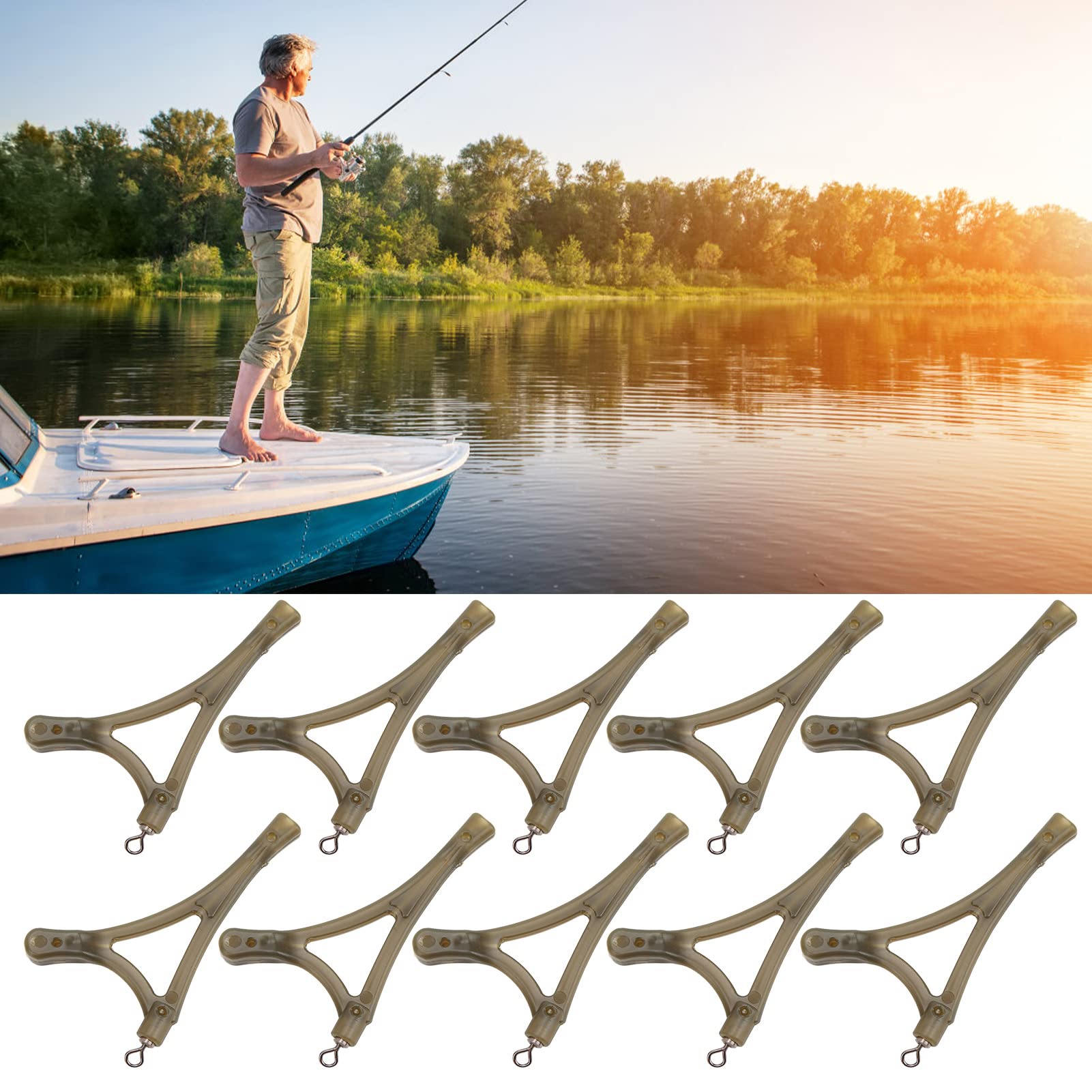 Milltrip Carp Fishing Accessories, 10Pcs Carp Feeder Basket Cage Connector Anti Knotting System Side Bend Rolling Swivel Fish Tackle Carp Rigs Tool with O Connector