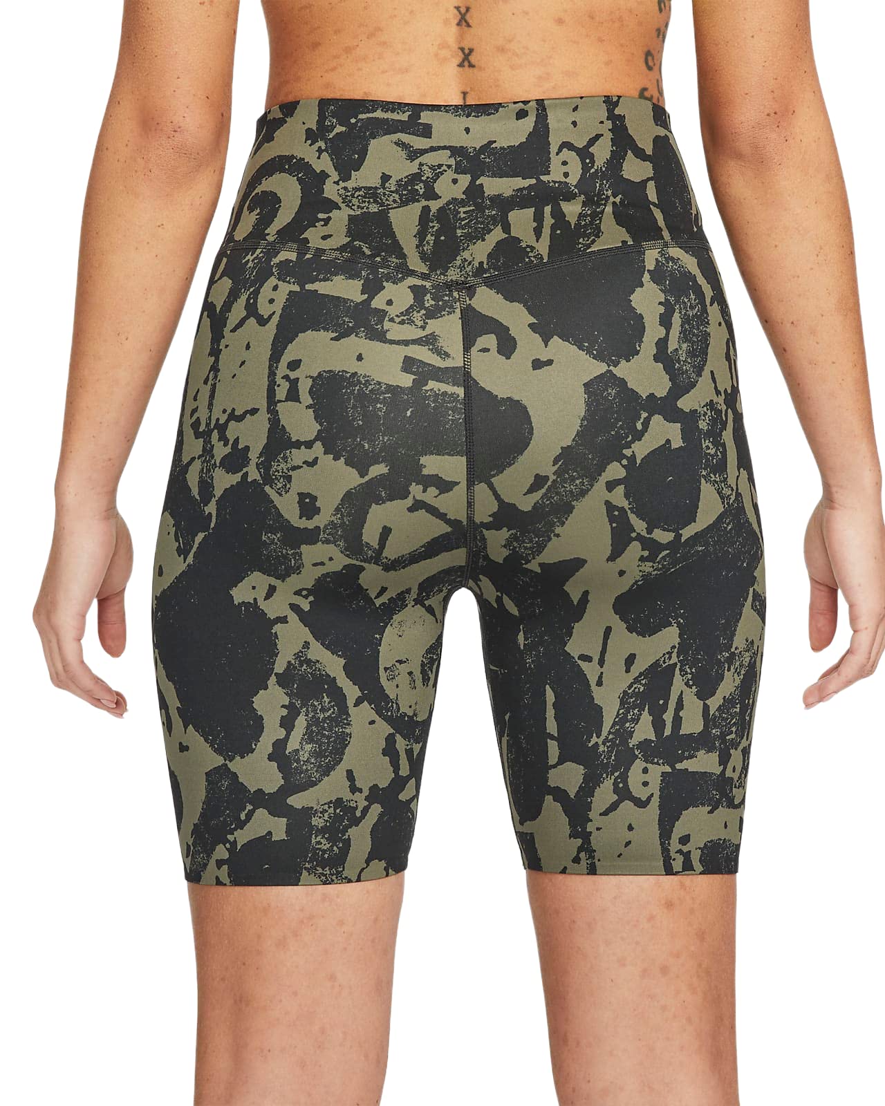 Nike Women's One Luxe Icon Clash Mid-Rise Training Bike Shorts (Black/Olive) Size Small