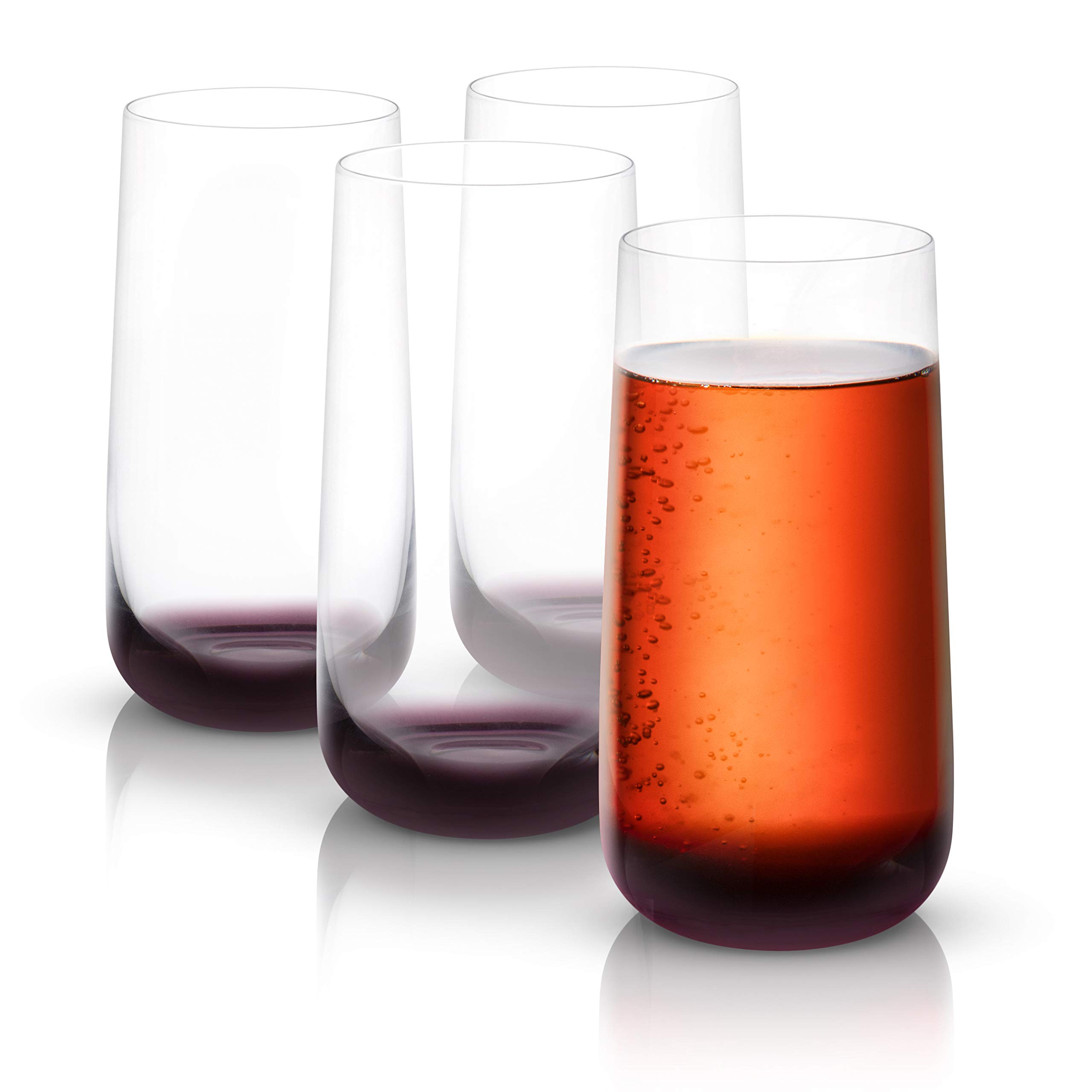 JoyJolt Black Swan Highball Glasses, Premium Crystal Glassware, 18.2 Oz Capacity, Set Of 4