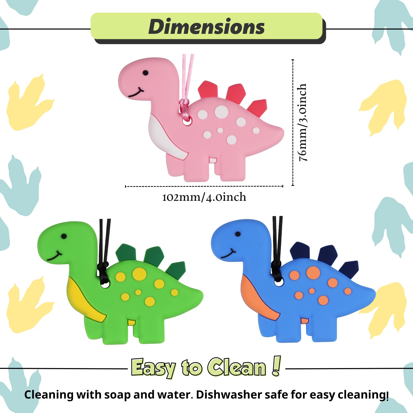 Silicone Chewable Teether Necklace, Sensory Oral Motor Chew Tool for Aggressive Chewer (6PACK)